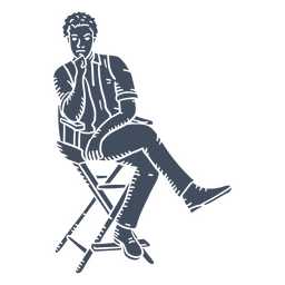 Drawing Of A Film Director Sitting In A Chair PNG & SVG Design For T-Shirts