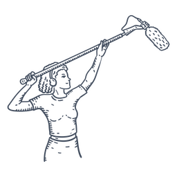 Drawing Of A Woman Holding A Pole PNG & SVG Design For T-Shirts