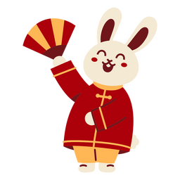 Chinese New Year Bunny Holding A Fan PNG & SVG Design For T-Shirts