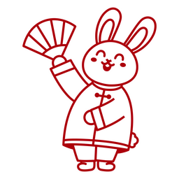 Chinese Bunny Holding A Fan PNG & SVG Design For T-Shirts
