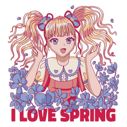 I Love Spring Anime Girl PNG & SVG Design For T-Shirts