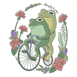 Two Frogs Riding A Bicycle Surrounded By Flowers PNG & SVG Design For T ...