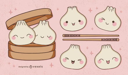 Cute Dumplings Illustration Vector Download