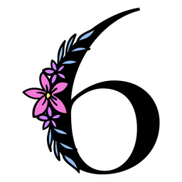 Purple Flowers On The Number 6 PNG & SVG Design For T-Shirts