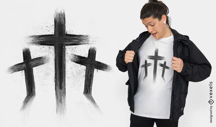 Grunge Crosses T-shirt Design PSD Editable Template