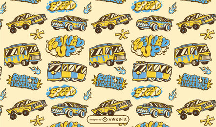 Cars And Graffiti Pattern Design Vector Download