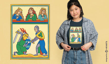 Medieval Fight Illustration T-shirt Design Vector Download