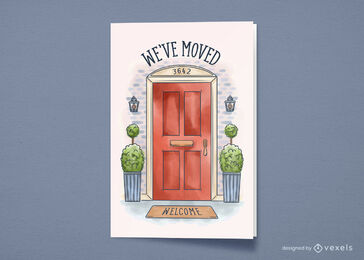 Front House Door Greeting Card Design Vector Download