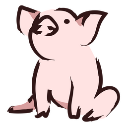 Cartoon Pig Sitting Down PNG & SVG Design For T-Shirts