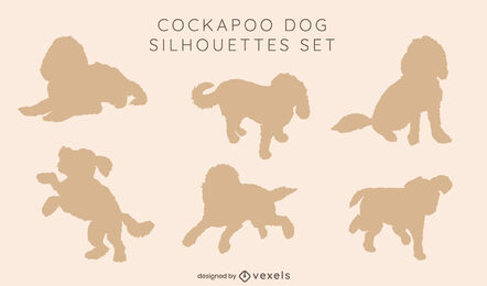 Cockapoo Dog Silhouette Set Vector Download