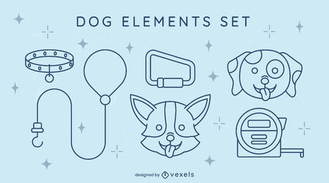 Dog Elements Stroke Set Vector Download