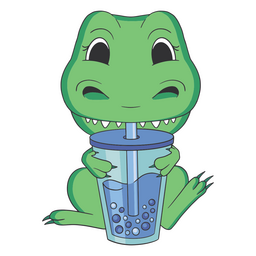 Green T - Rex Drinking From A Cup PNG & SVG Design For T-Shirts