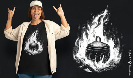 Campfire Cookout T-shirt Design PSD Editable Template