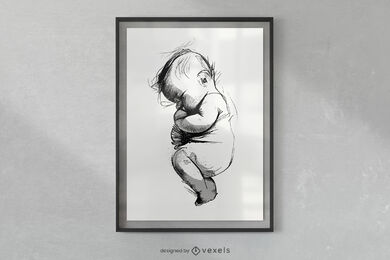 Baby Sketch Poster Design PSD Editable Template