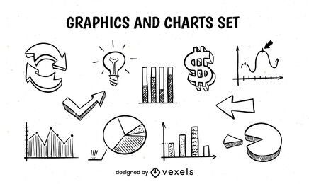 Sketched Graphic Charts Illustration Set Vector Download