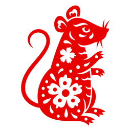 Diseño PNG Y SVG De Recorte Rojo De La Rata Del Zodiaco Chino Para ...