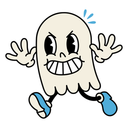 Cartoon Ghost With Blue Shoes Running PNG & SVG Design For T-Shirts