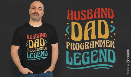 Husband Dad Programmer T-shirt Design Vector Download