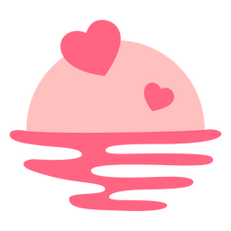 Pink Sun With Hearts In The Water PNG & SVG Design For T-Shirts