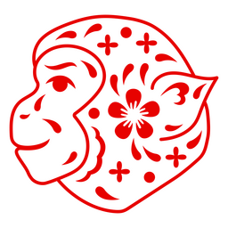 Red Monkey Head PNG & SVG Design For T-Shirts