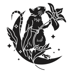 Black And White Drawing Of A Rat On A Moon PNG & SVG Design For T-Shirts