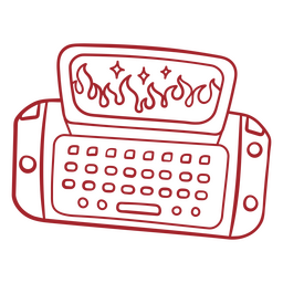 Red Sidekick Phone With Flames PNG & SVG Design For T-Shirts