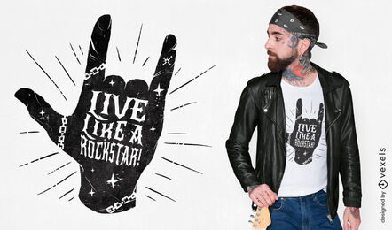 Rockstar Hand Silhouette T-shirt Design Vector Download