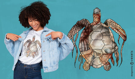 Sea Turtle Textured T-shirt Design Vector Download