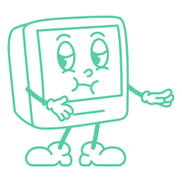 Green Cartoon Computer With A Sad Face PNG & SVG Design For T-Shirts
