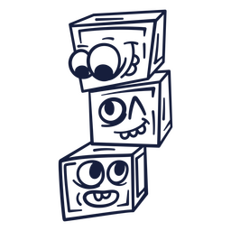 Cartoon Drawing Of A Stack Of Blocks With Eyes PNG & SVG Design For T ...