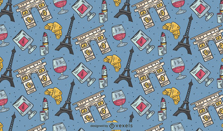 Paris Cultural Elements Pattern Design Vector Download