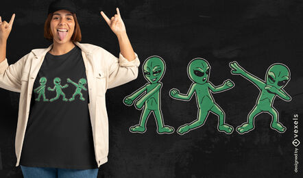 Aliens Dancing Cartoon T-shirt Design Vector Download