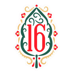 Sticker With The Number 16 On It PNG & SVG Design For T-Shirts