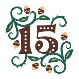 Sticker With The Number 15 And Acorns PNG & SVG Design For T-Shirts