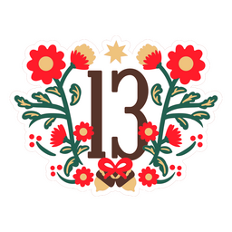 Sticker With The Number 13 And Flowers PNG & SVG Design For T-Shirts
