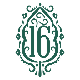 Ornate Logo With The Number 16 PNG & SVG Design For T-Shirts