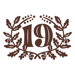 The Number 19 In A Laurel Wreath PNG & SVG Design For T-Shirts