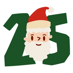 Cartoon Santa Claus With The Number 25 PNG & SVG Design For T-Shirts