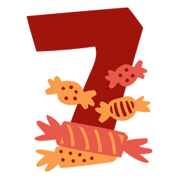 Number Seven With Candy And Candy Canes PNG & SVG Design For T-Shirts
