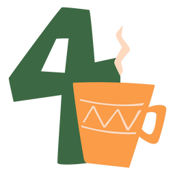 Cup Of Coffee With The Number 4 On It PNG & SVG Design For T-Shirts
