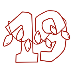 The Number 19 Is Drawn In Red PNG & SVG Design For T-Shirts