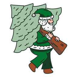 Santa Claus Carrying A Tree PNG & SVG Design For T-Shirts
