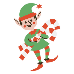 Elf Holding A Candy Cane PNG & SVG Design For T-Shirts