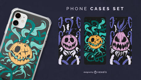 Halloween Jack O Lantern Phone Case Set Vector Download