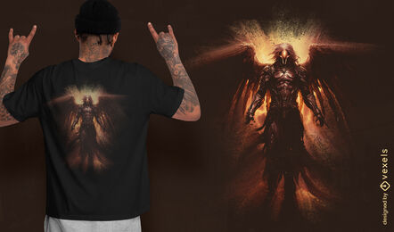 Mystical Dark Angel T-shirt Design PSD Editable Template