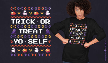 Halloween Ugly Sweater Quote T-shirt Design PSD Editable Template