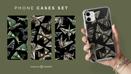 Money Origami Phone Cases Design Set PSD Editable Template