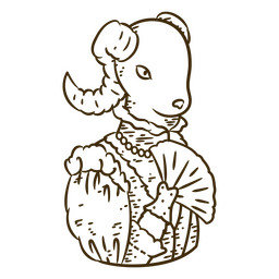 Brown Drawing Of A Goat Holding A Fan PNG & SVG Design For T-Shirts