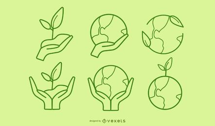 Baixar Vetor De Coleção De ícones Do Tema Verde