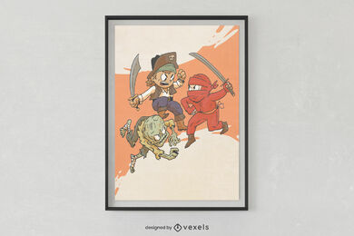 Adventurous Kids Poster Design PSD Editable Template